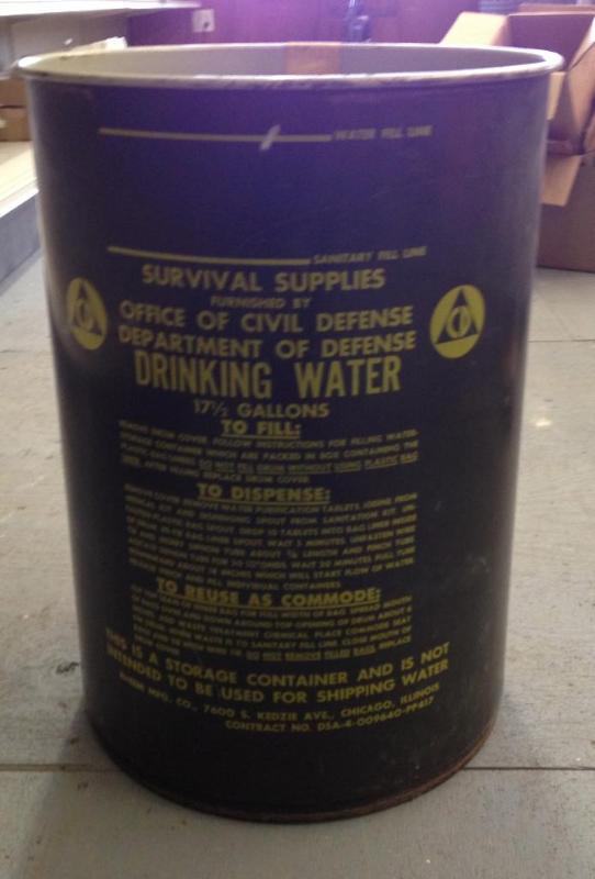 Cold War Era Civil Defense Emergency Water Storage Barrel ...