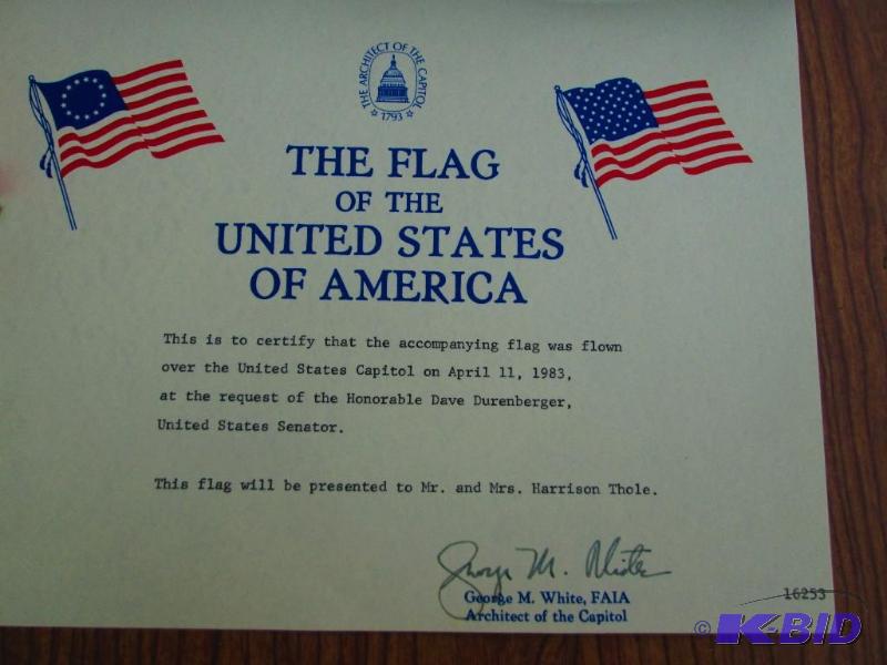 Us Capitol Flag Certificate Wedding American Flag Flown Over The