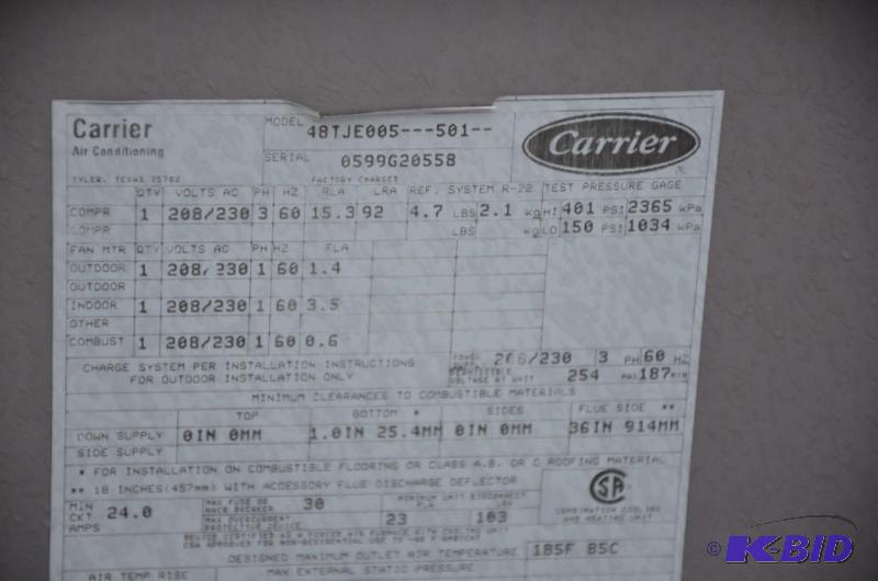 Carrier air conditioning unit model 48TJE005 ... | Full Restaurant ...